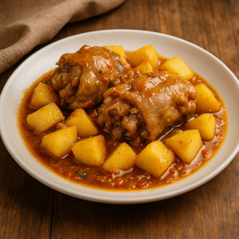 Receta de Manitas de Cerdo en Salsa con Patatas Cocidas - Disanfrio